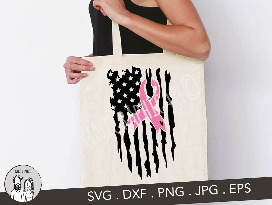 Pink Ribbon USA Flag Svg, Breast Cancer Svg, Grunge Flag Svg, Breast ...