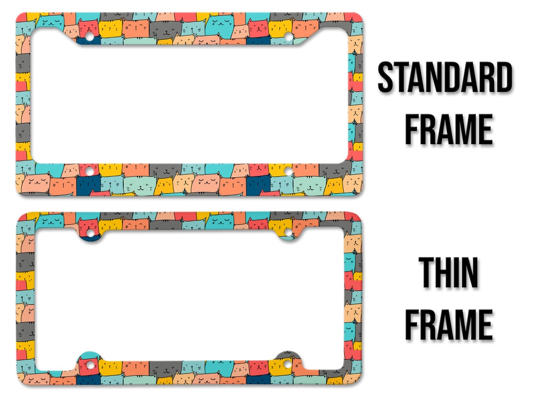 Cartoon Cat Print Pattern Bright Colorful - Thick Plastic Frame - UV ...