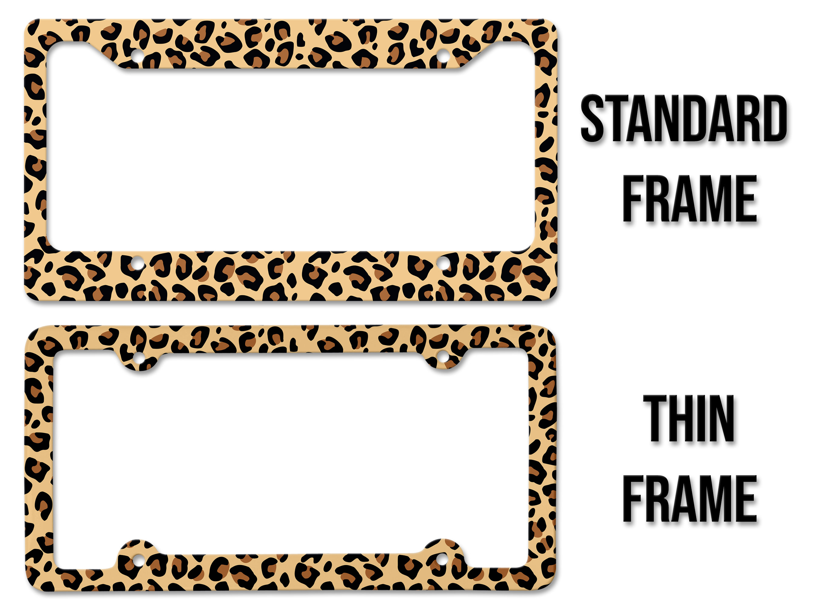 Leopard Print Pattern Bright Colorful Thick Metal Frame UV Printed Auto License Plate Frame LPF0008