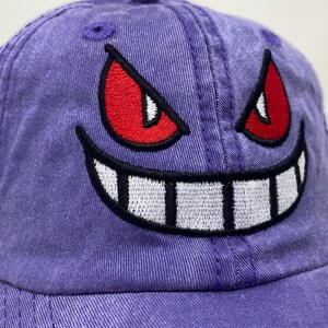 Embroidered Gengar Face Inspired Cap | Hat | Kawaii | Adult Gift ...