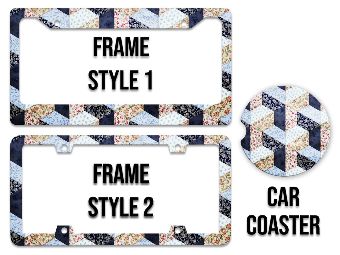 Quilt Design Roses Floral Pattern Print - Auto License Plate Frame ...