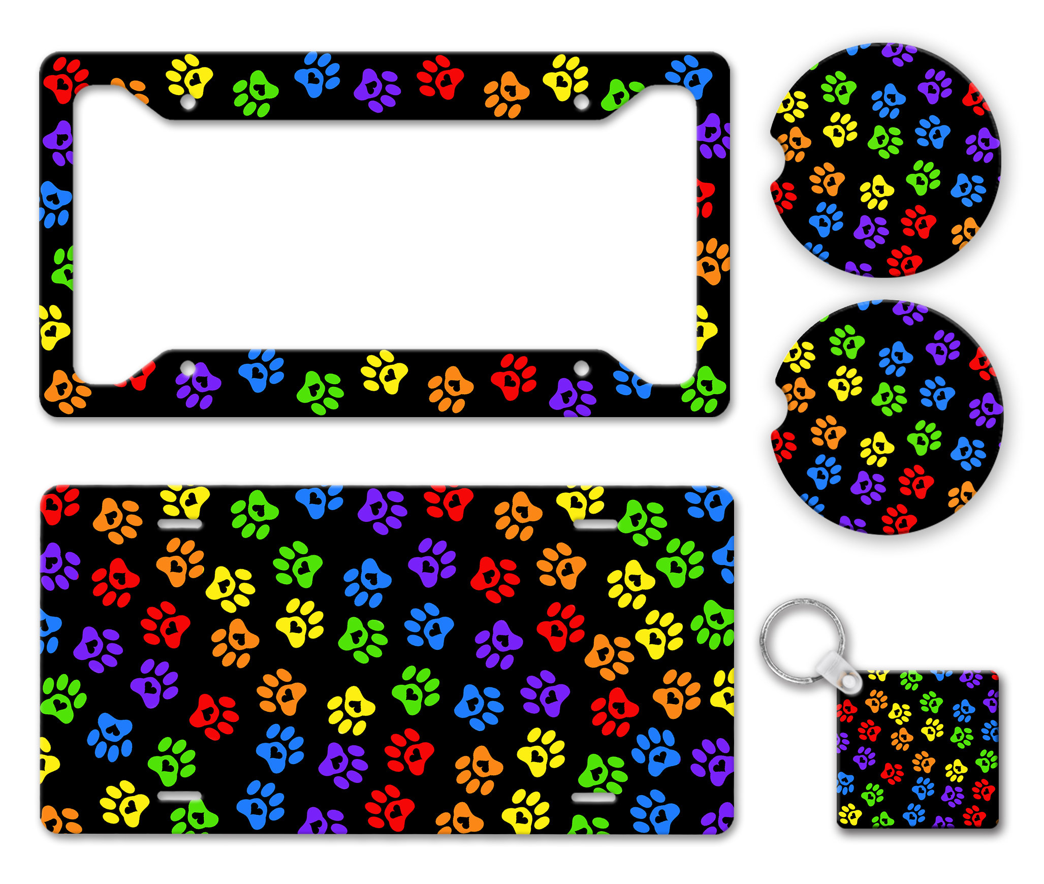 Rainbow Paw Prints With Hearts Dog Cat Mom Dad Animal | Etsy