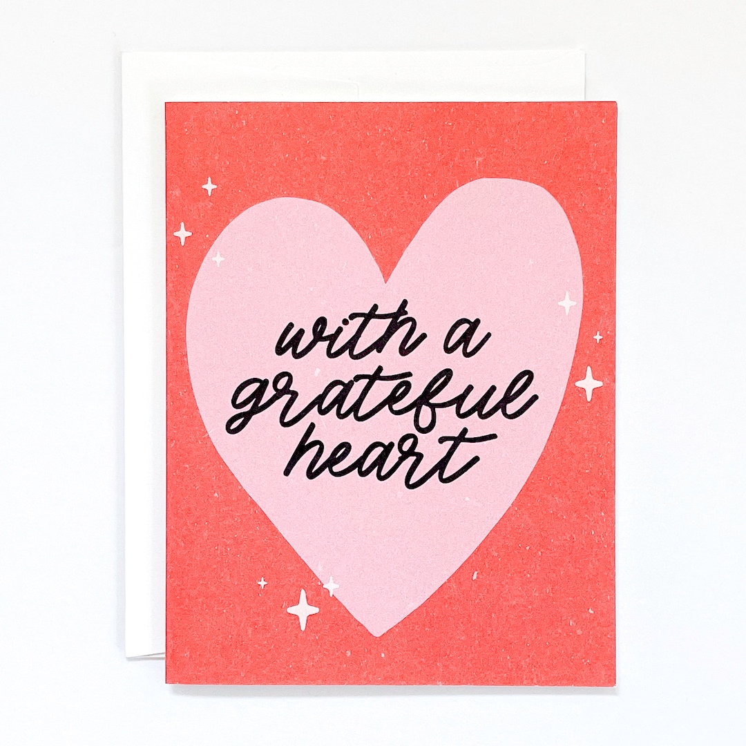With a Grateful Heart Greeting Card - Etsy