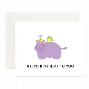 Funny Hippo Birthday Card Hippo Birthday Card Cute Animal Pun Card ...