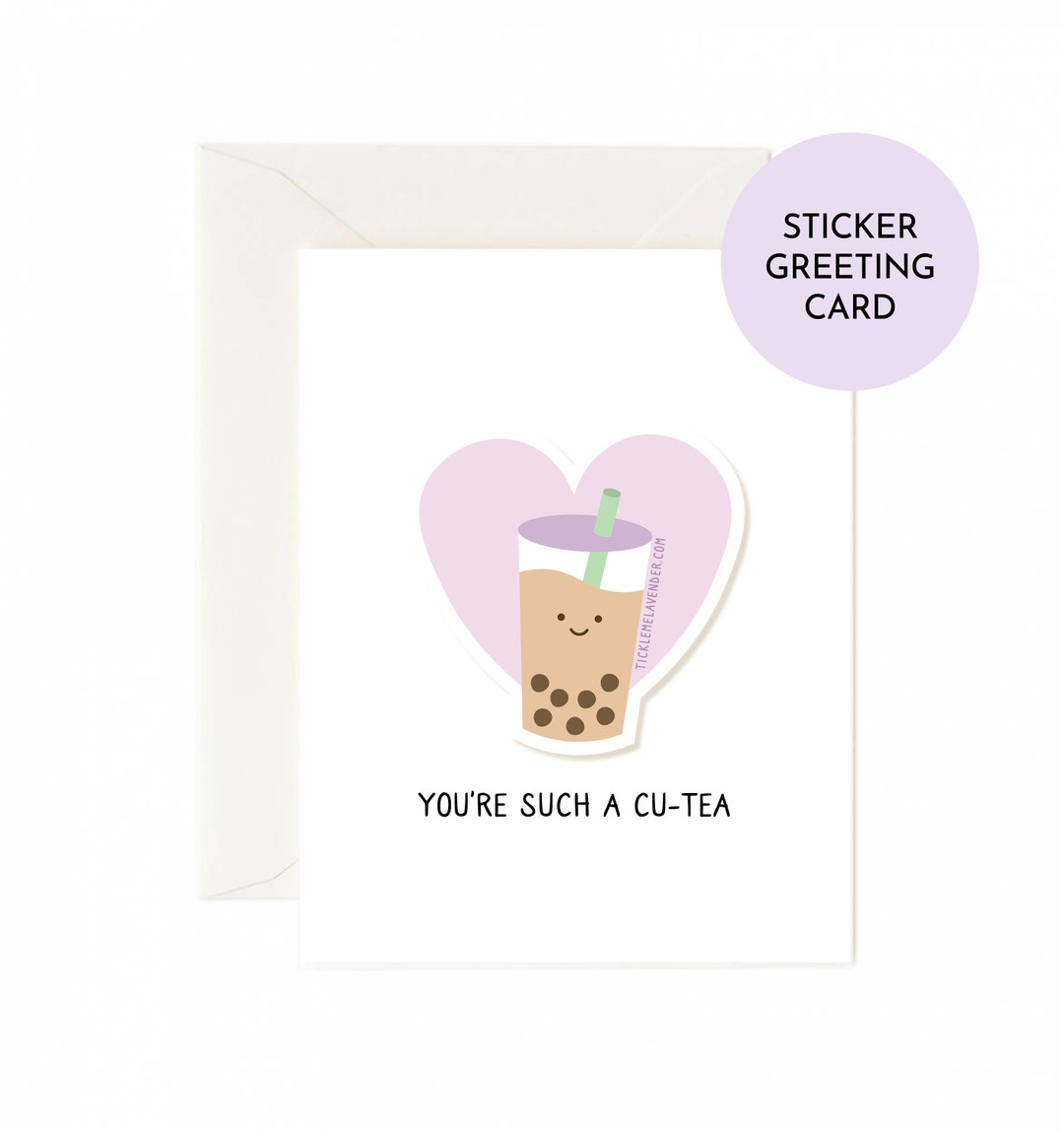 Bubble Tea Card,anniversary Card,cute Greeting Cards,boba Sticker Funny ...