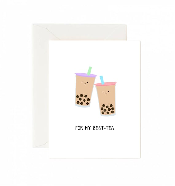 Boba Cardboba Card Valentineboba Greeting Cardbubble Tea | Etsy