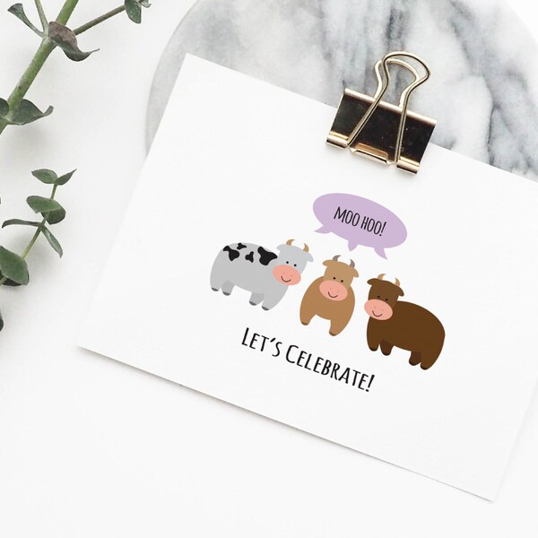 Cow Greeting Card - Etsy
