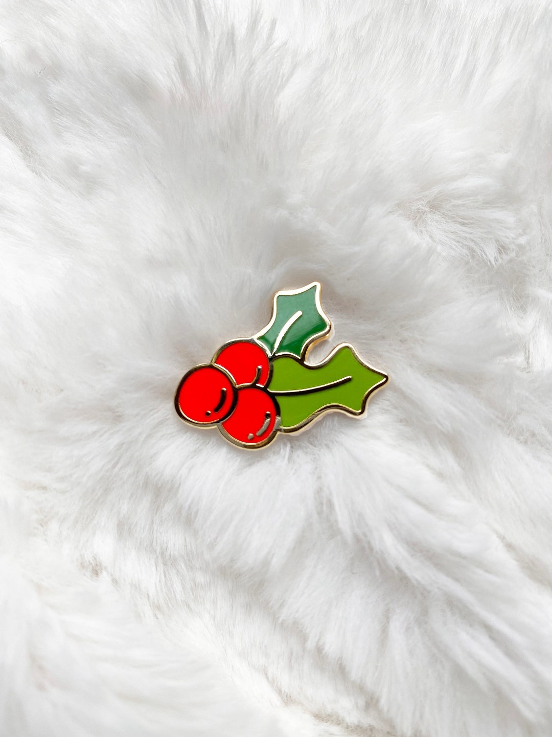 Holly Pin,christmas Pin,christmas Pin Enamel,xmas Pins,holiday Pins ...