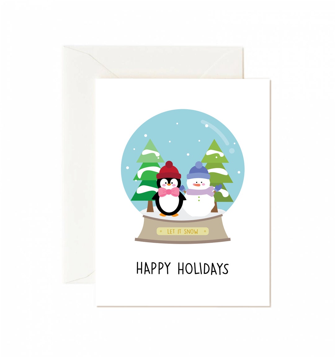 Penguin Card,snowman Card,snow Globe Card,holiday Greeting Cards,cards ...