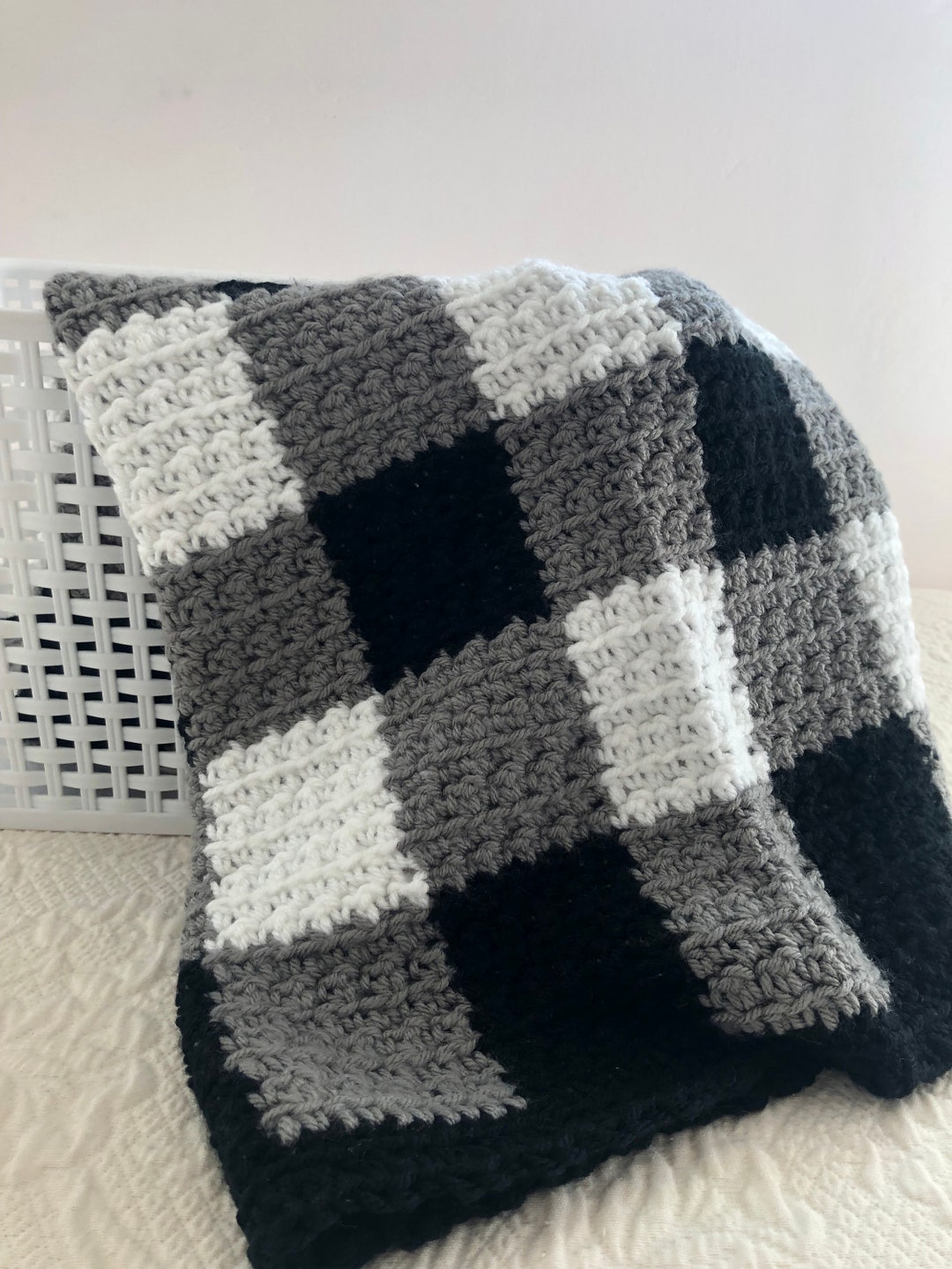Buffalo Check, Crocheted Gingham Blanket, Gingham Baby Blanket, Baby ...
