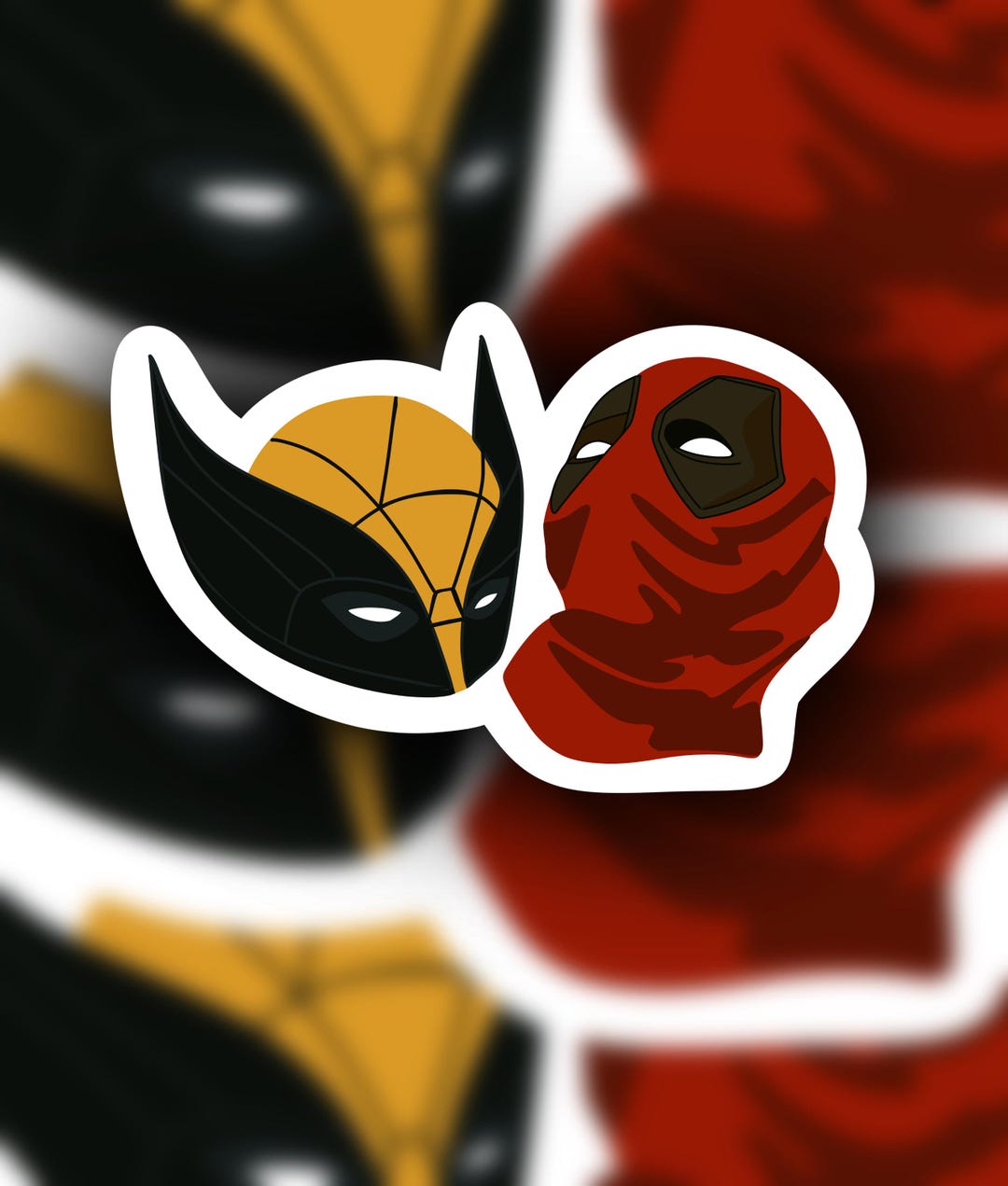 Deadpool and Wolverine Waterproof Fan Art Sticker, Deadpool Mask ...