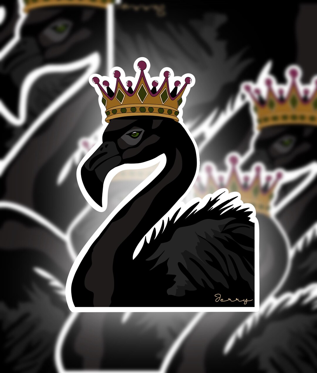 Black Flamingo King Waterproof Sticker: Fan Art Decal - Etsy