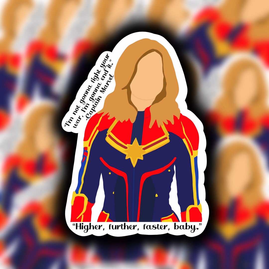 Captain Marvel Sticker, Decal, Laptop Sticker, Car Decal, Water Bottle ...