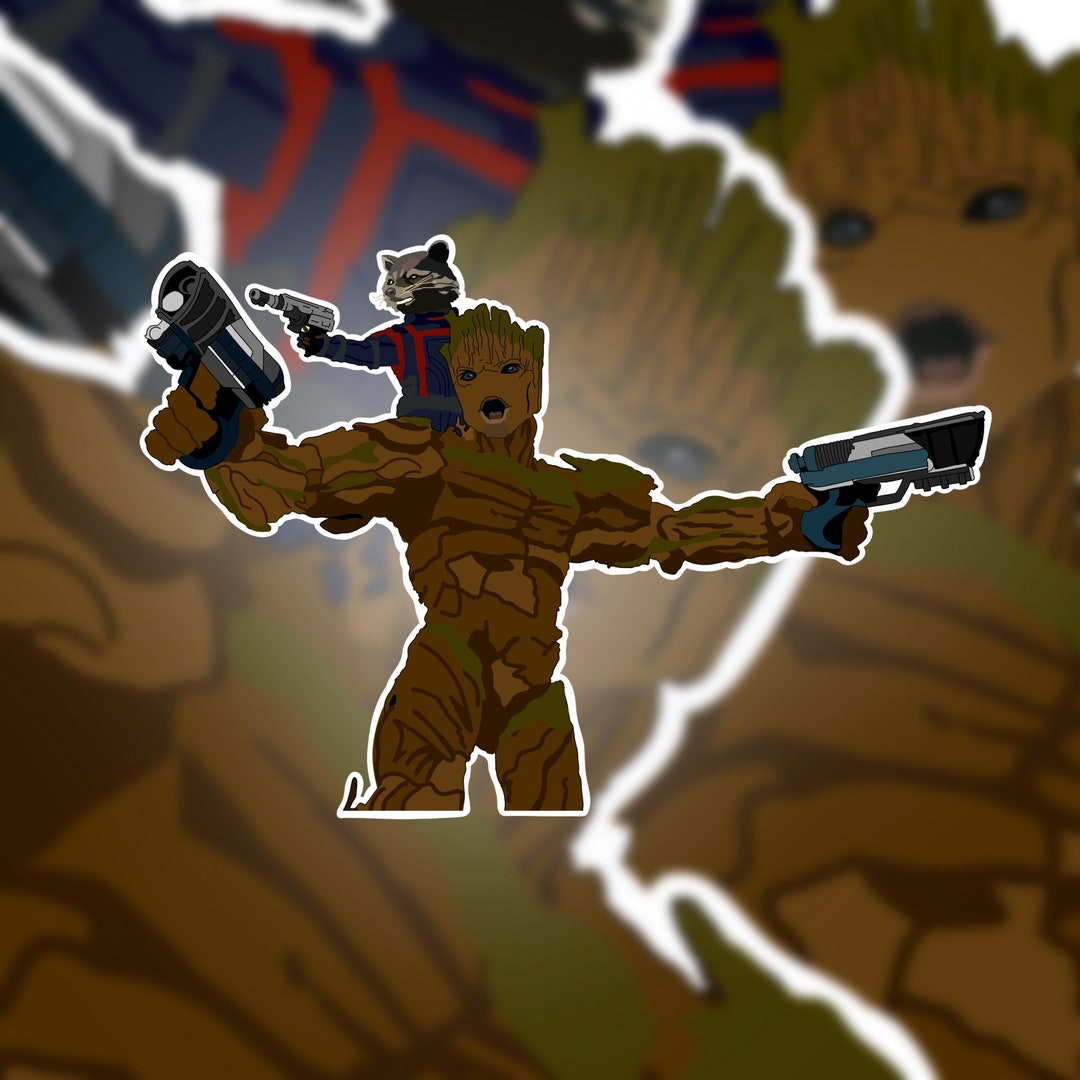 Groot and Rocket Sticker Groot Fan Art Rocket Fan Art - Etsy
