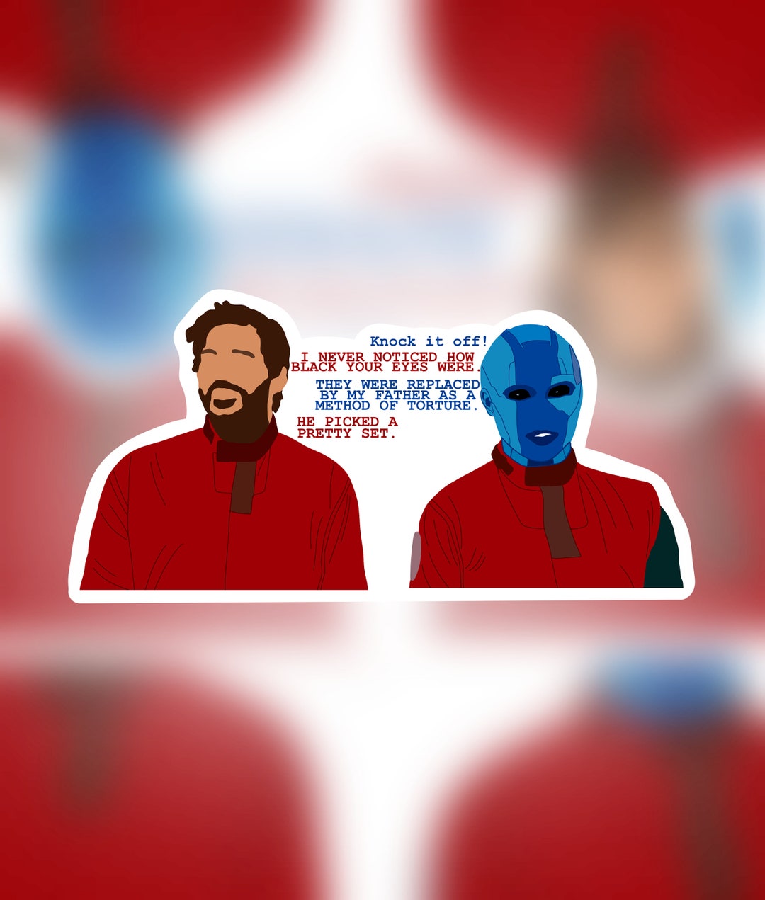 Guardians Quill and Nebula Sticker Quill and Nebula Quote Sticker Black ...