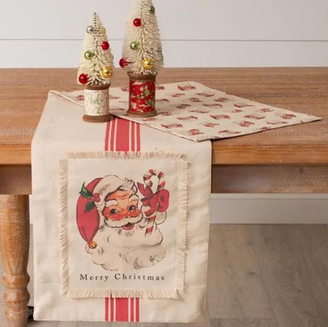 Vintage Santa Reversible Table Runner - Etsy