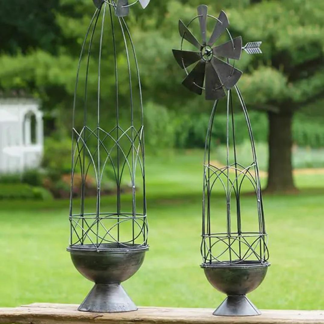Antique Windmill Planter Set of 2 - Etsy