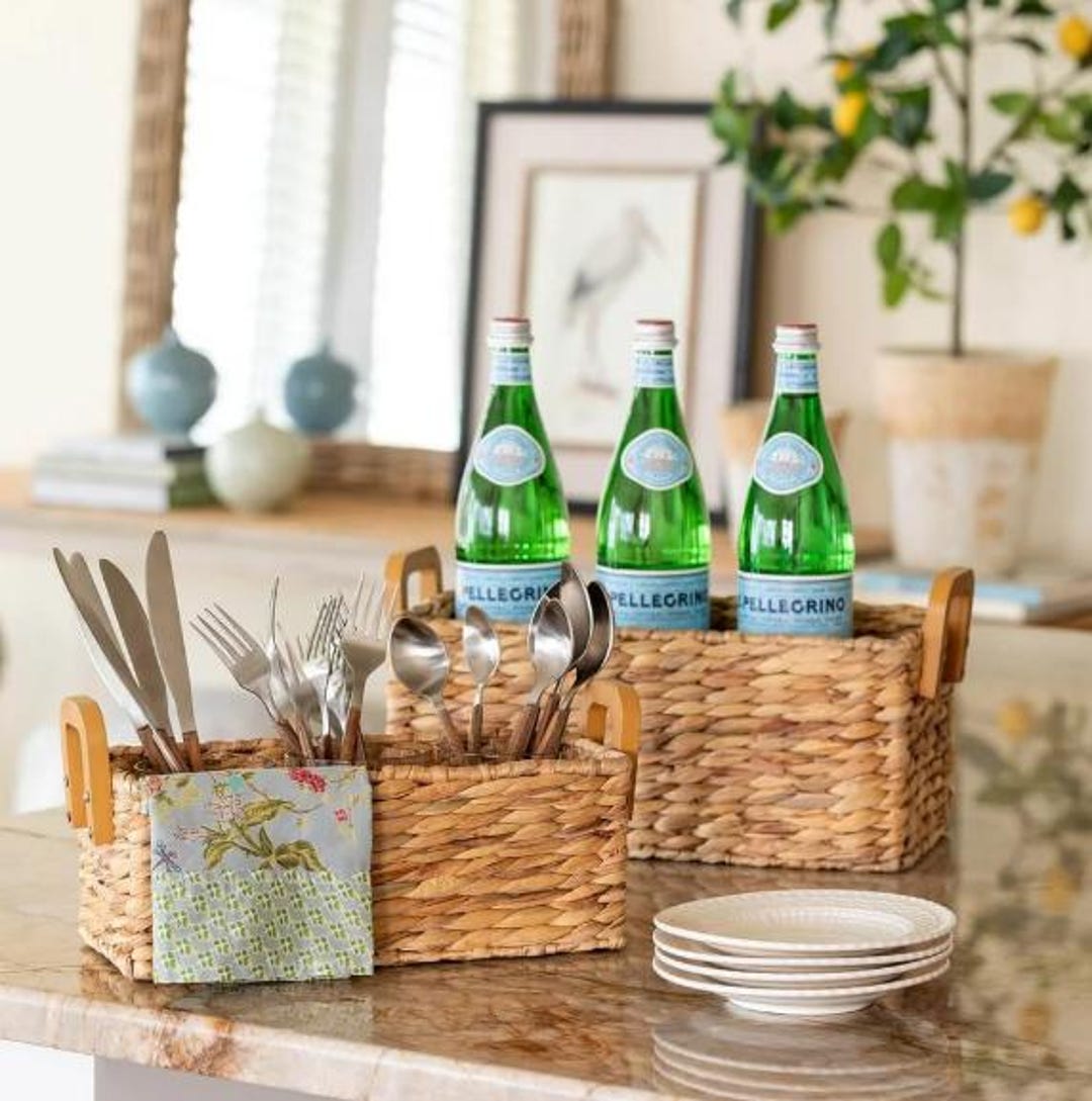 Vintage Woven Water Hyacinth Rectangle Storage Basket Set - Etsy
