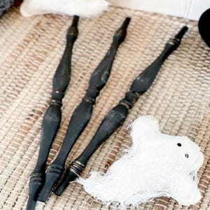 Vintage Decorative Black Wooden Spindle Set of 3 - Etsy