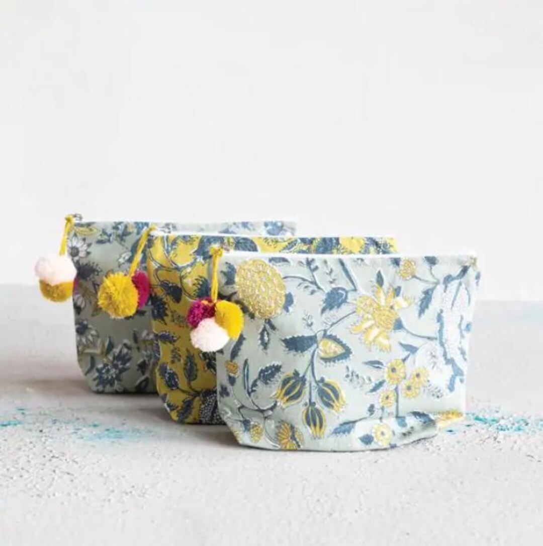 Vintage Floral Pattern Zipper Pouch Set of 3 - Etsy