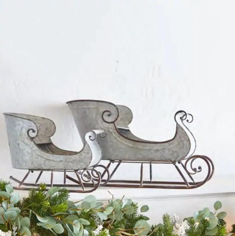 Vintage Distressed Galvanized Sleighs Set of 2 - Etsy