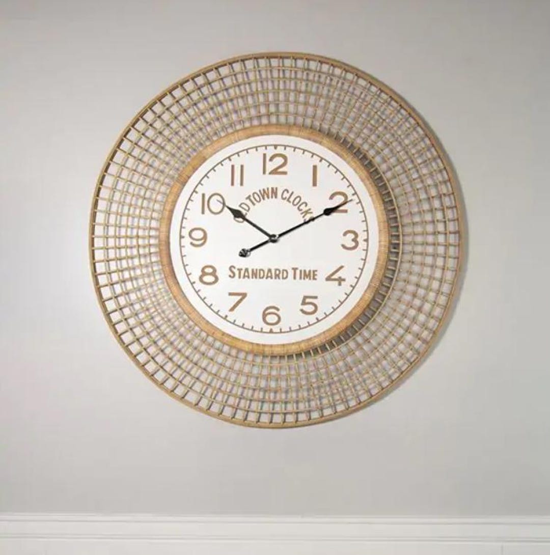 Vintage Round Bamboo Wall Clock - Etsy