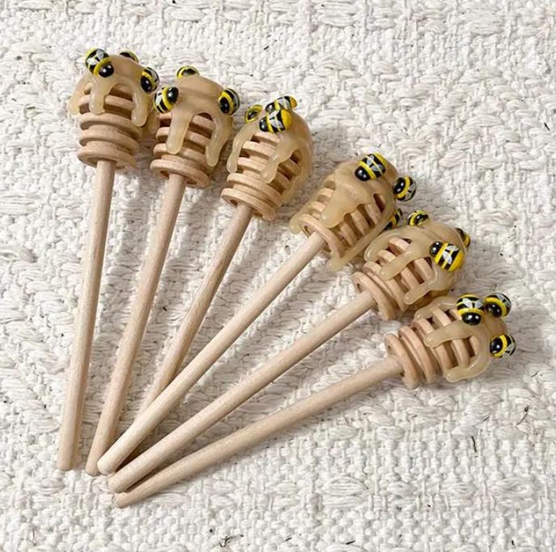 Vintage Wooden Honey Bee Dipper Set of 6 - Etsy
