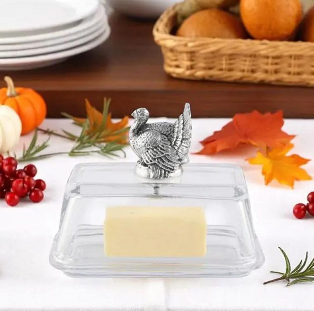 Vintage Arthur Court Glass Turkey Butter Dish - Etsy