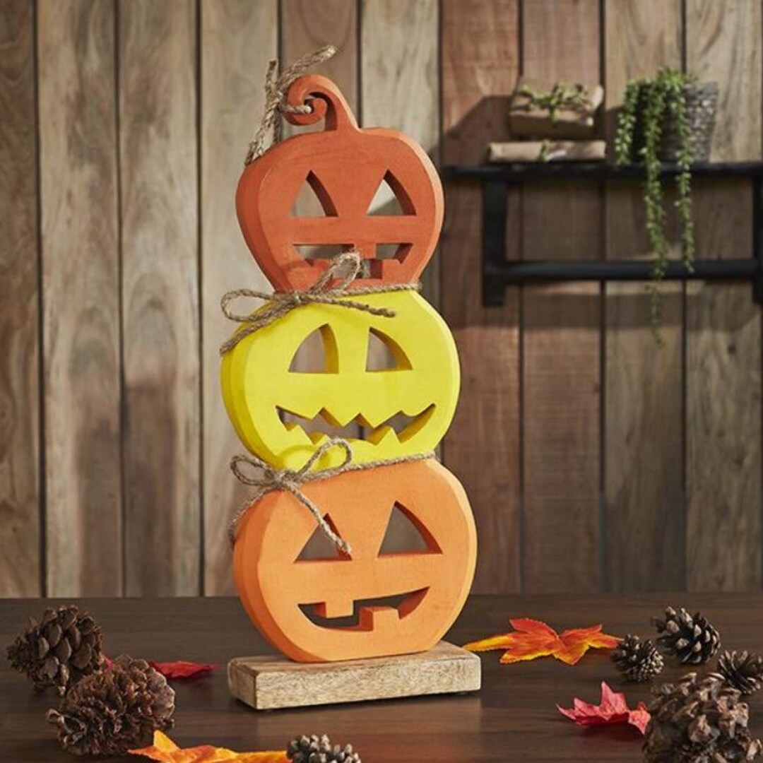 Vintage Standing Wood Jack O Lantern Stack Set of 2 - Etsy