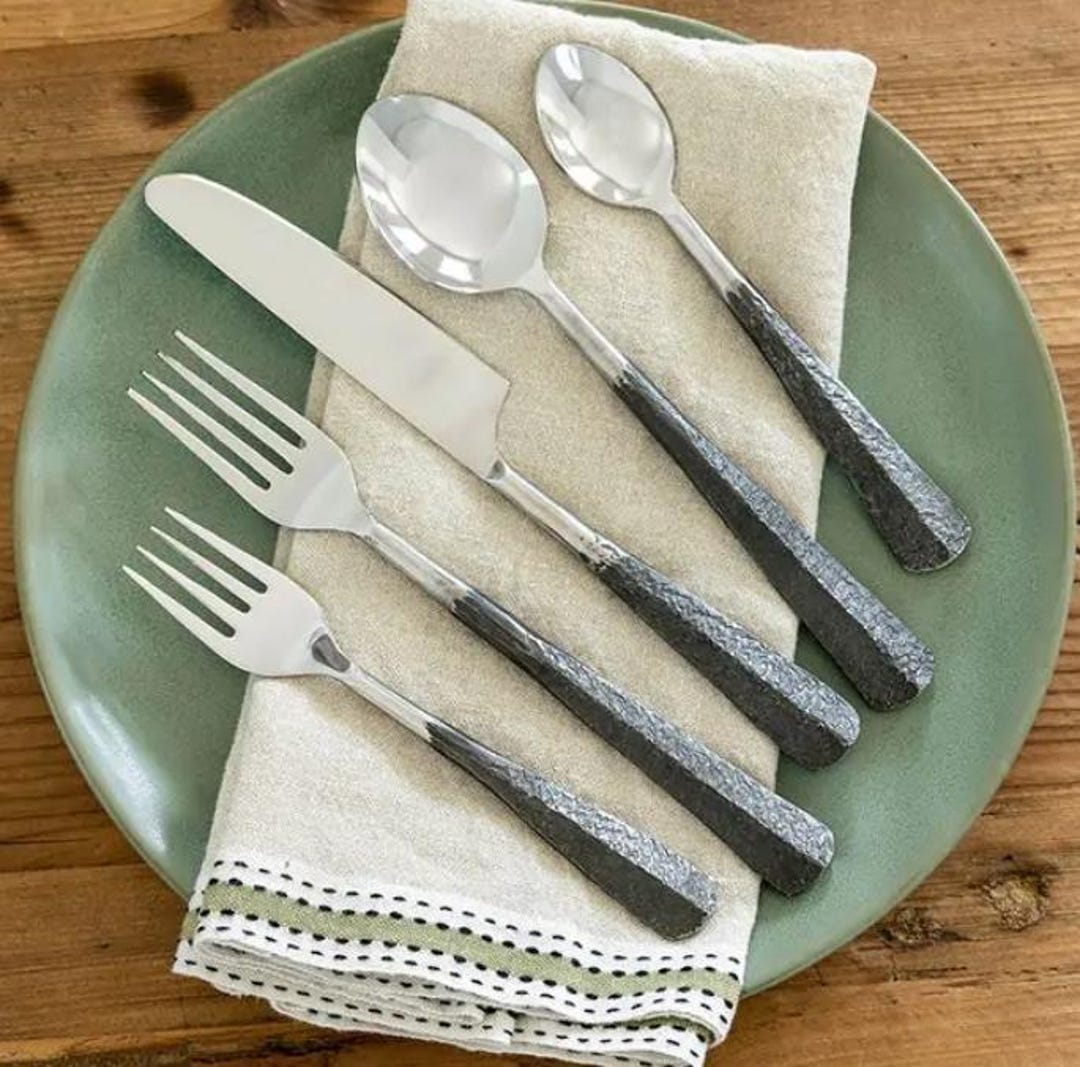 Vintage 5 Piece Rustic Farmhouse Flatware Set - Etsy