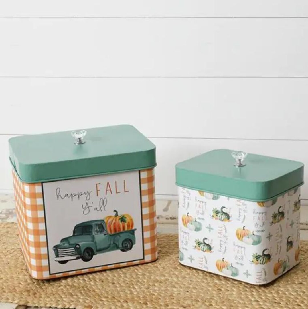 Vintage Happy Fall Decorative Canisters Set of 2 - Etsy