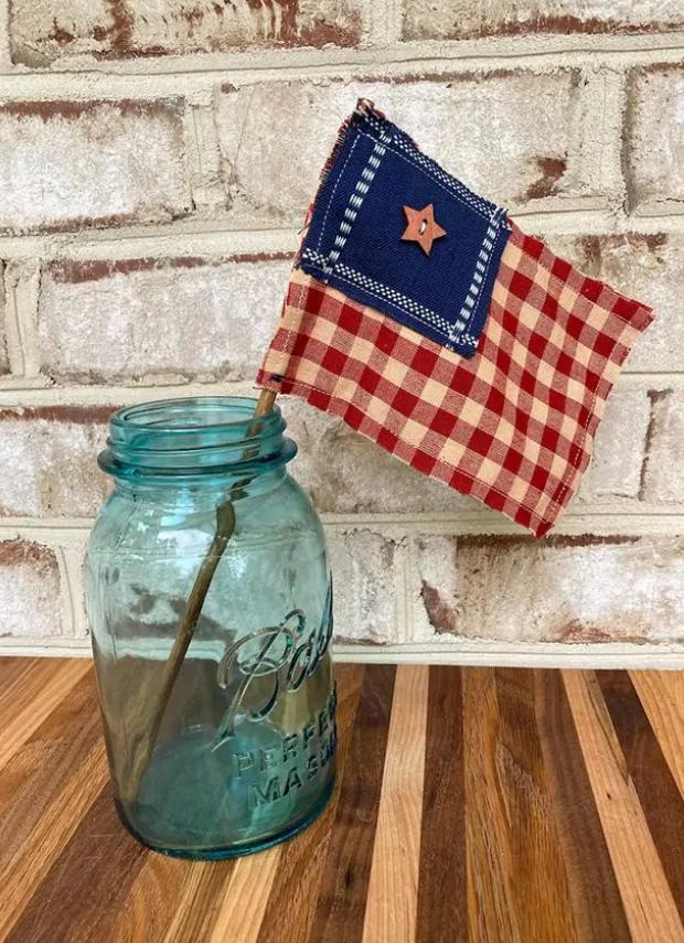 Vintage Primitive Americana Flag on Stick Set of 3 - Etsy