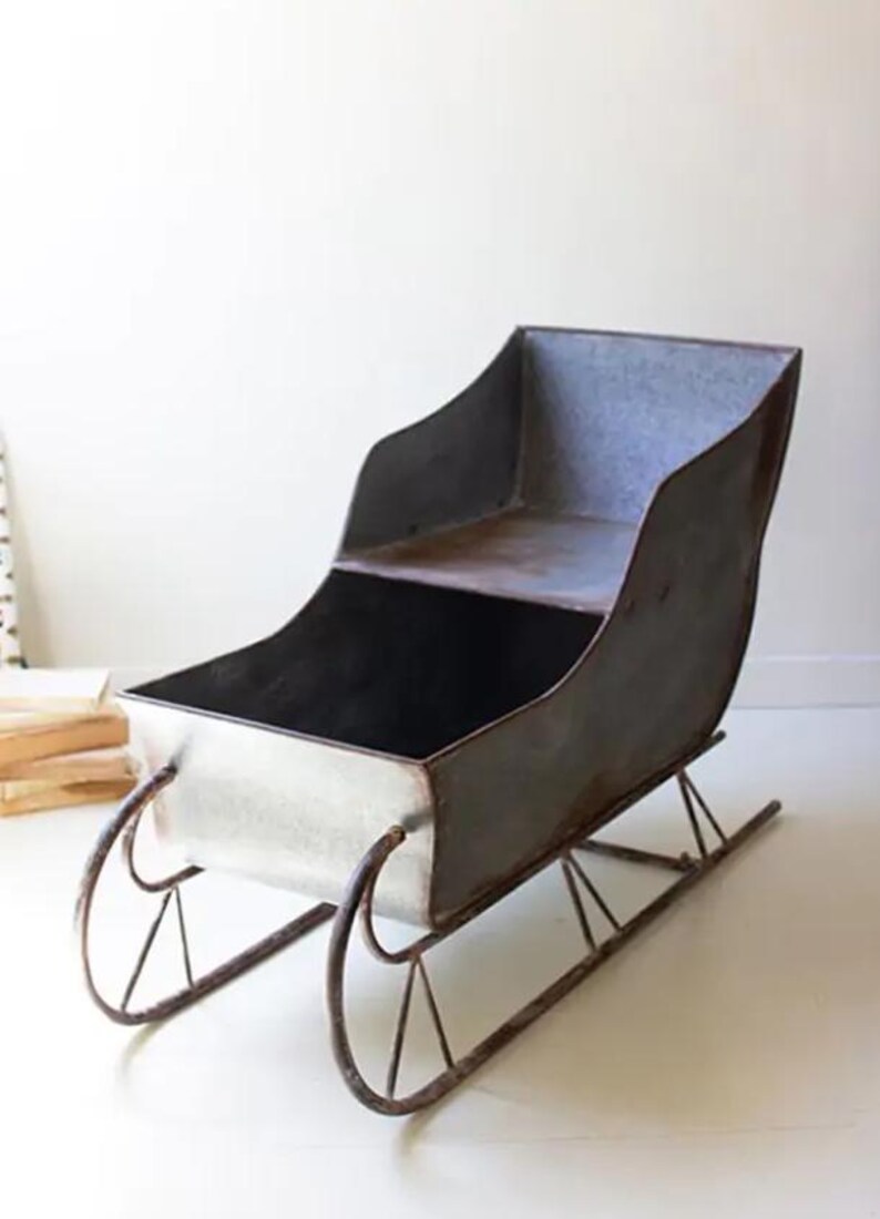 Vintage Large Rustic Metal Christmas Sleigh - Etsy