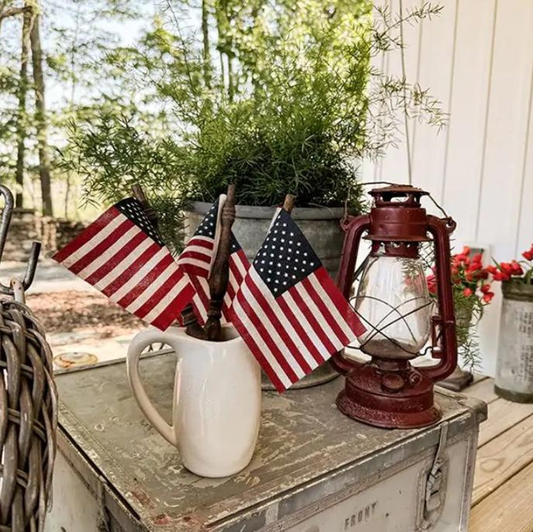 Vintage Spindle Post American Flag Set of 3 - Etsy