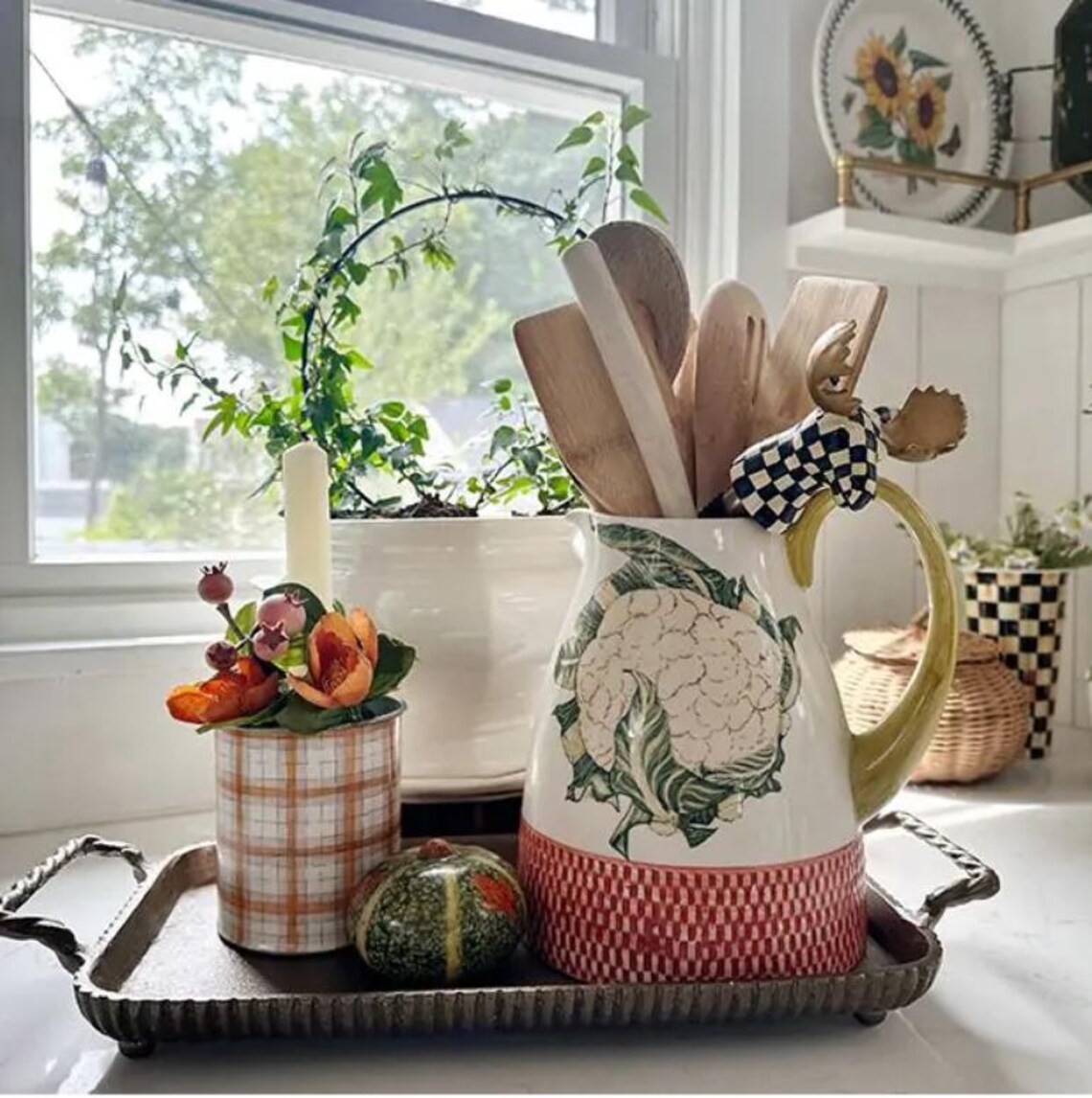 Vintage Farmhouse Fall Plaid Metal Bucket Set of 2 - Etsy