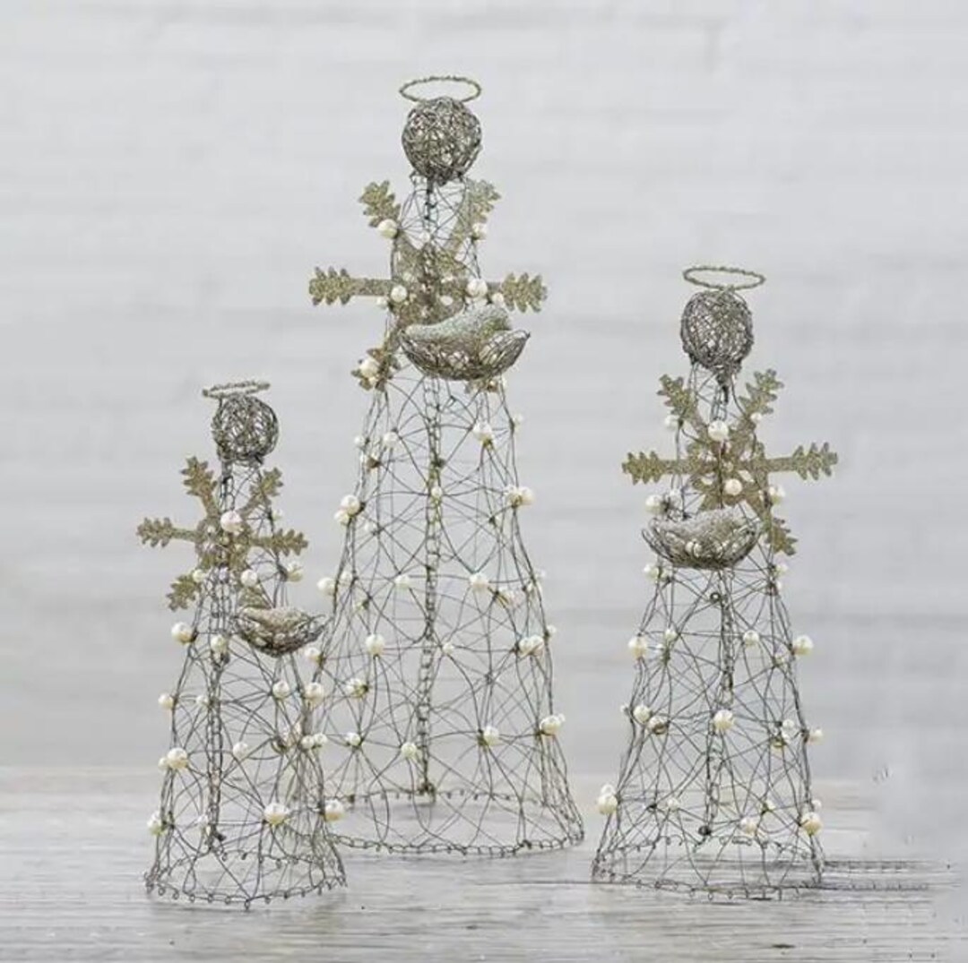 Vintage Pearl Detailed Wire Snowflake Angels Set of 3 - Etsy