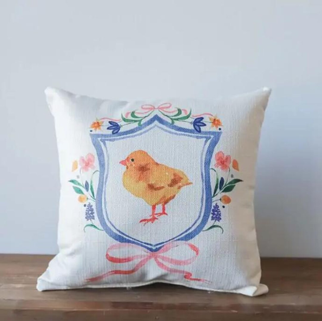 Vintage Spring Chick Crest Accent Pillow - Etsy