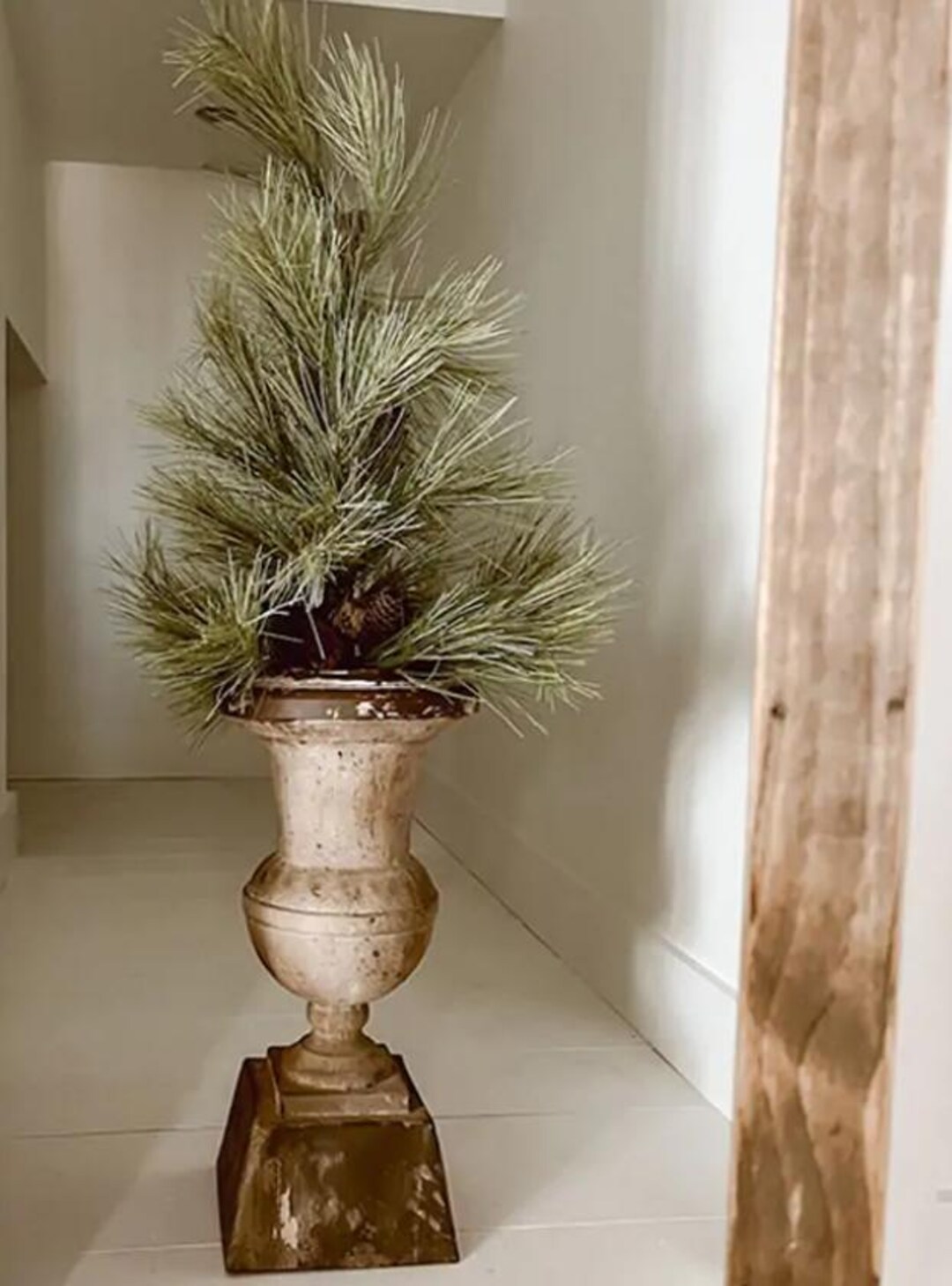 Antique Aged Metal Square Base Urn - Etsy