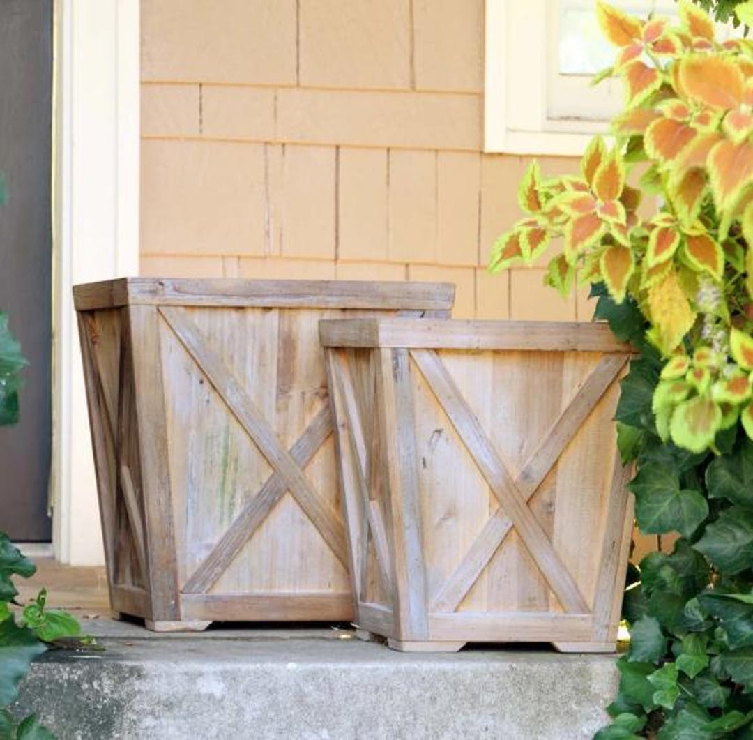 Antique Reclaimed Wood Town & Country Planter Set - Etsy