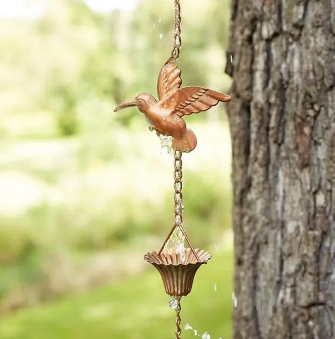Vintage Bronzed Hummingbird Rain Chain - Etsy