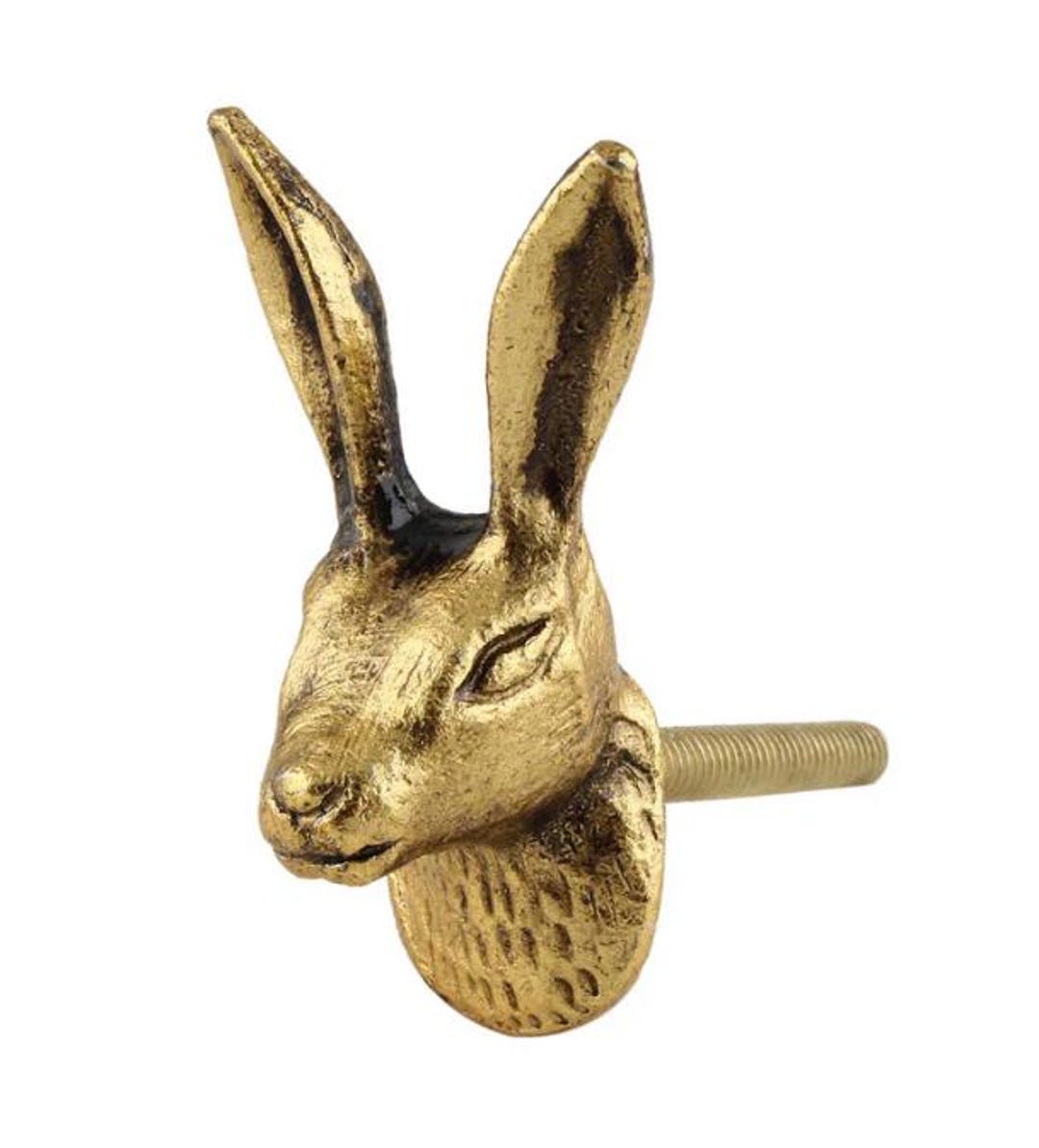 Antiqued Gold Rabbit Knob - Etsy
