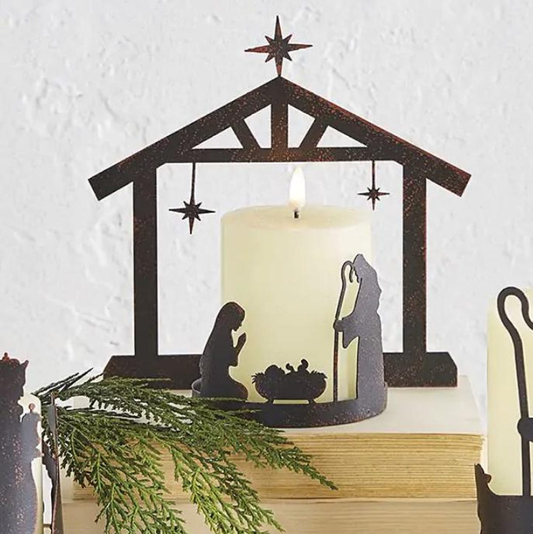 Vintage Nativity Silhouette Candle Holder - Etsy