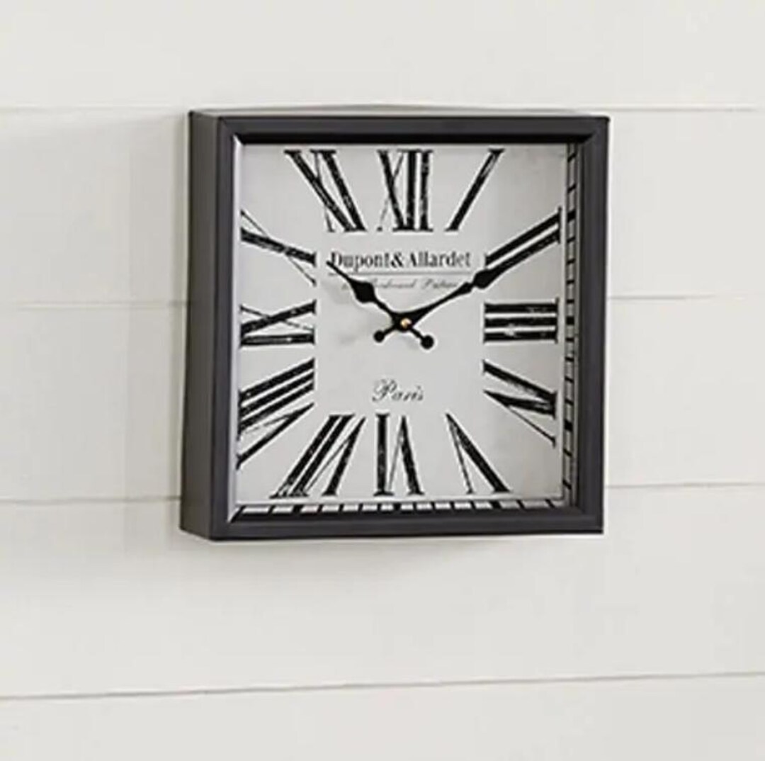 Antique Distressed Metal Square Wall Clock - Etsy