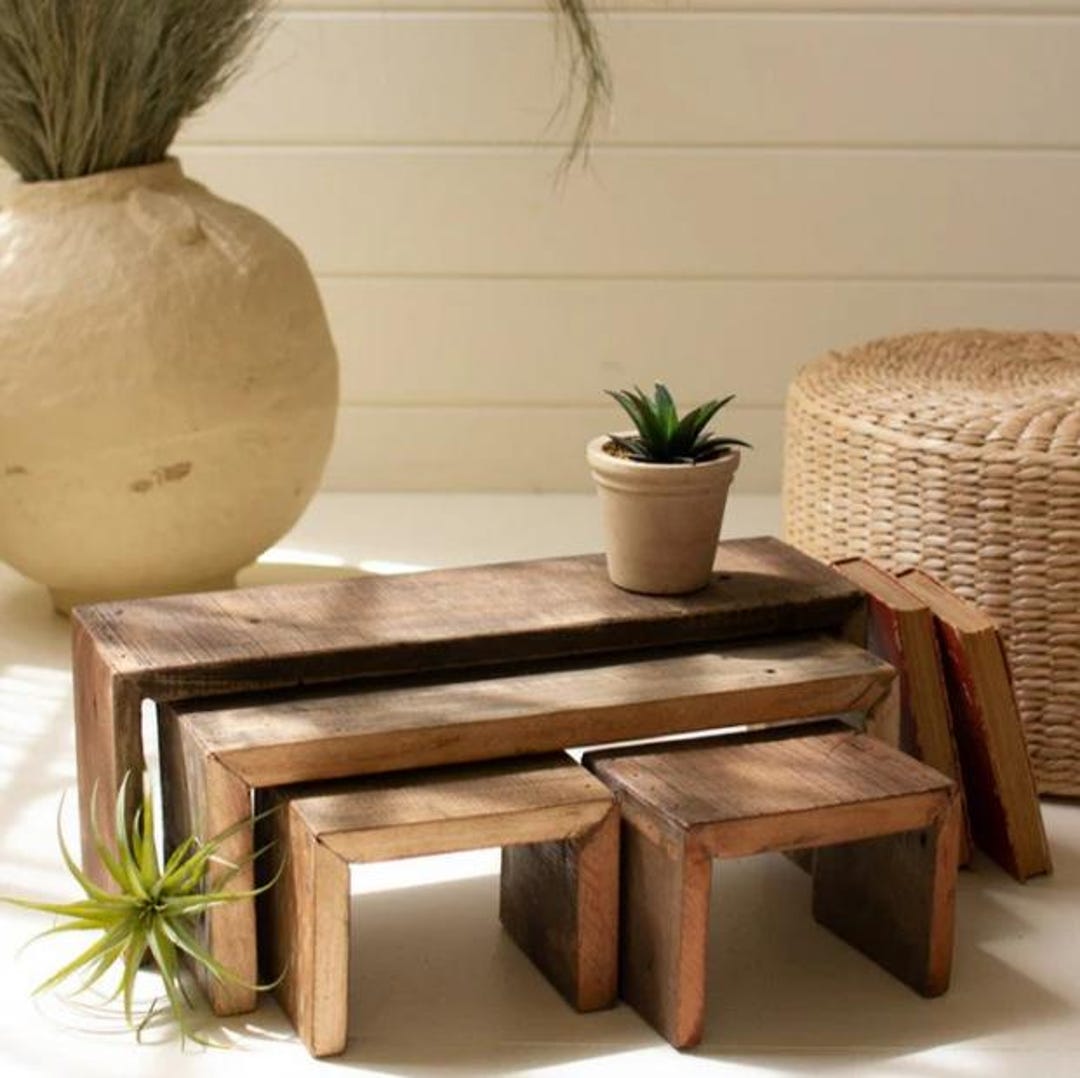 Vintage Recycled Wood Nesting Rectangle Risers Set - Etsy