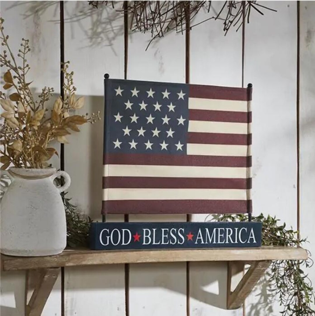 Vintage God Bless America Tabletop Decor Set of 2 - Etsy