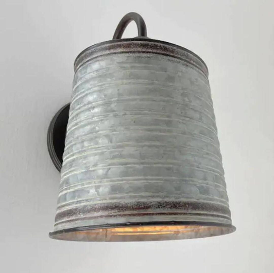Antique Rustic Farmhouse Corrugated Metal Sconce Light - Etsy