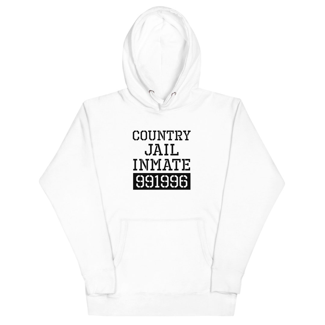 Classic County Jail Inmate Hoodie - Bold Halloween Costume Sweatshirt ...