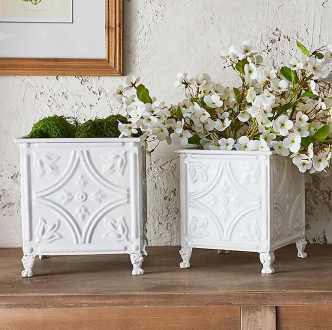 Antique Decorative Square Tile Planter Set of 2 - Etsy