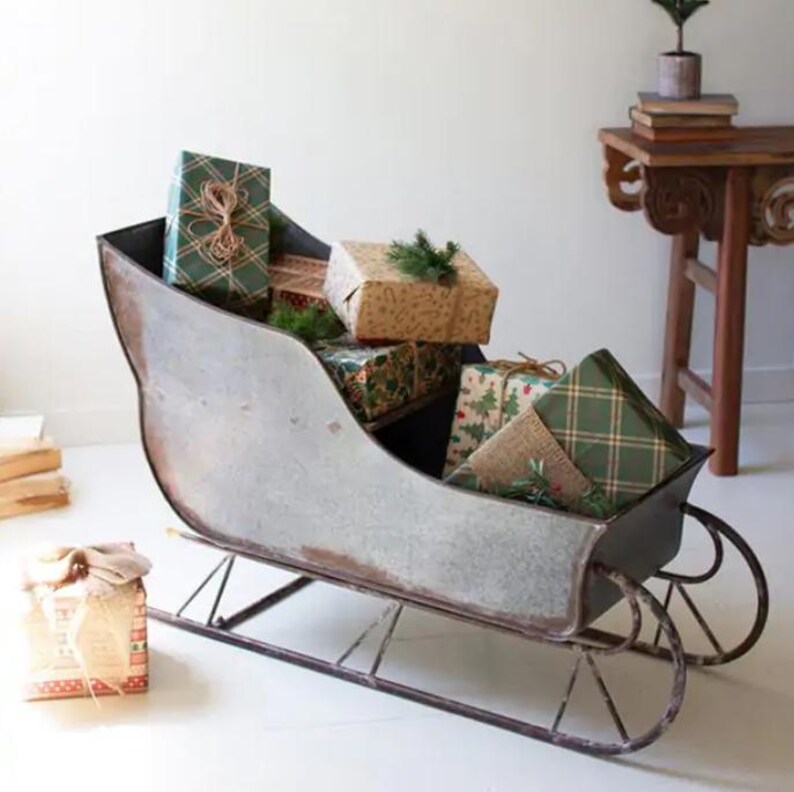 Vintage Large Rustic Metal Christmas Sleigh - Etsy