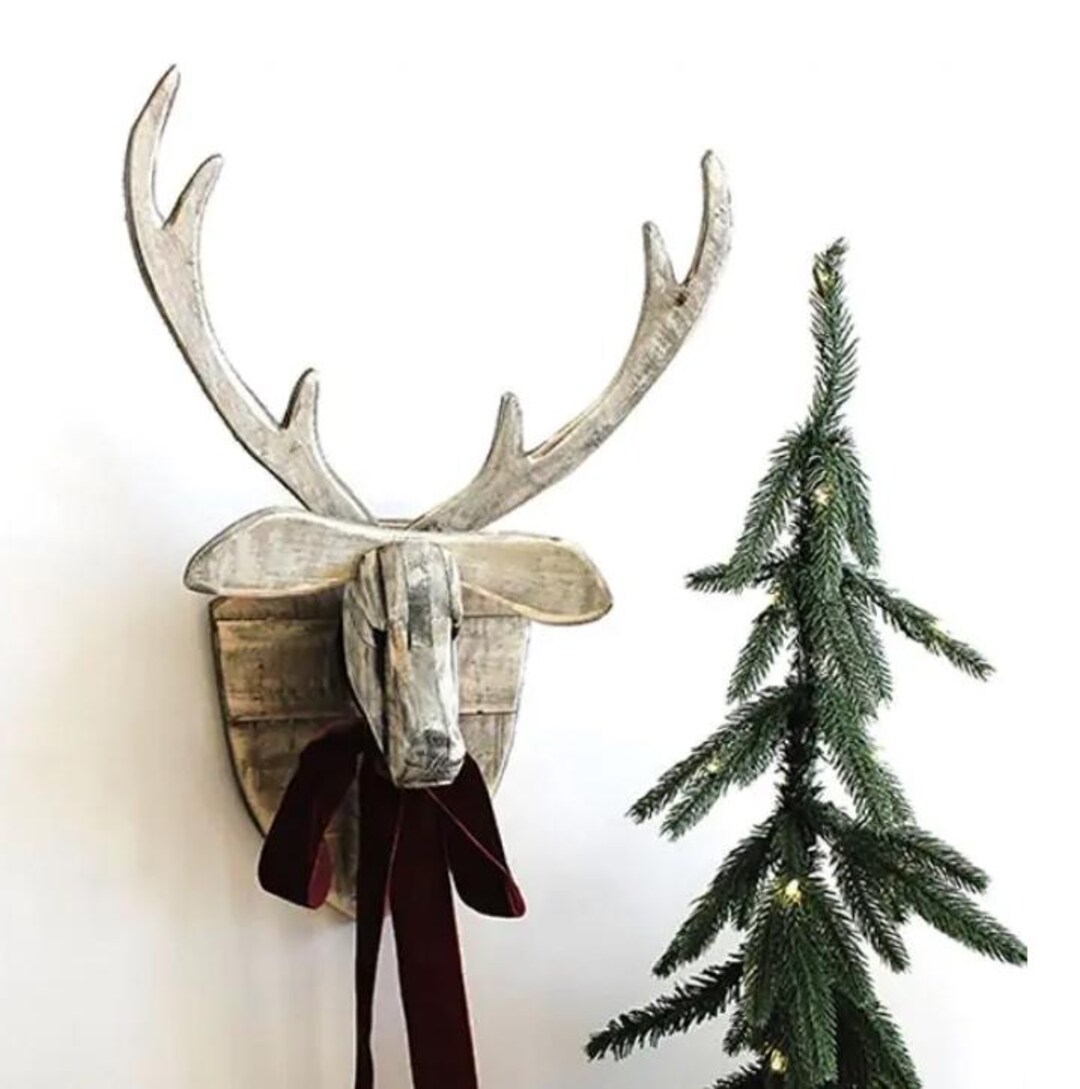 Vintage Reclaimed Wood Deer Head Wall Decor - Etsy